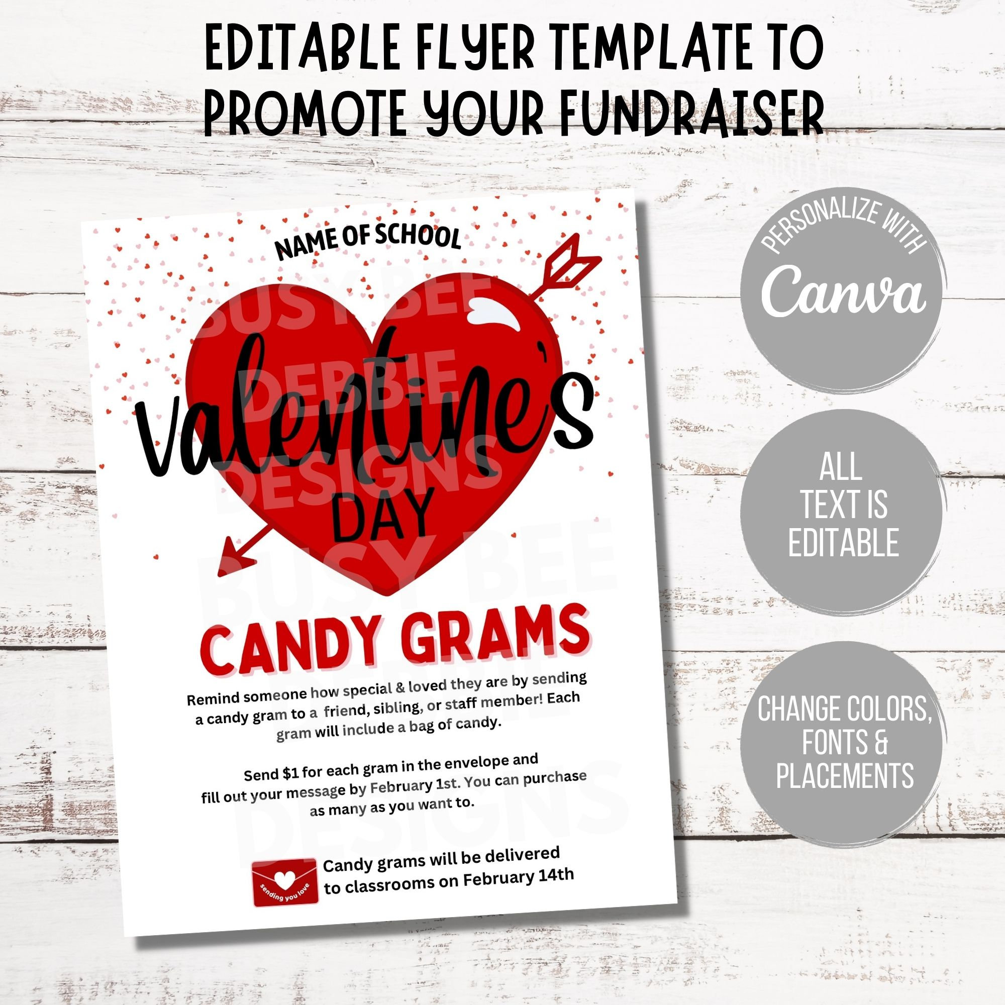 Valentine Candy Gram School Fundraiser Flyer Editable Candy - Etsy