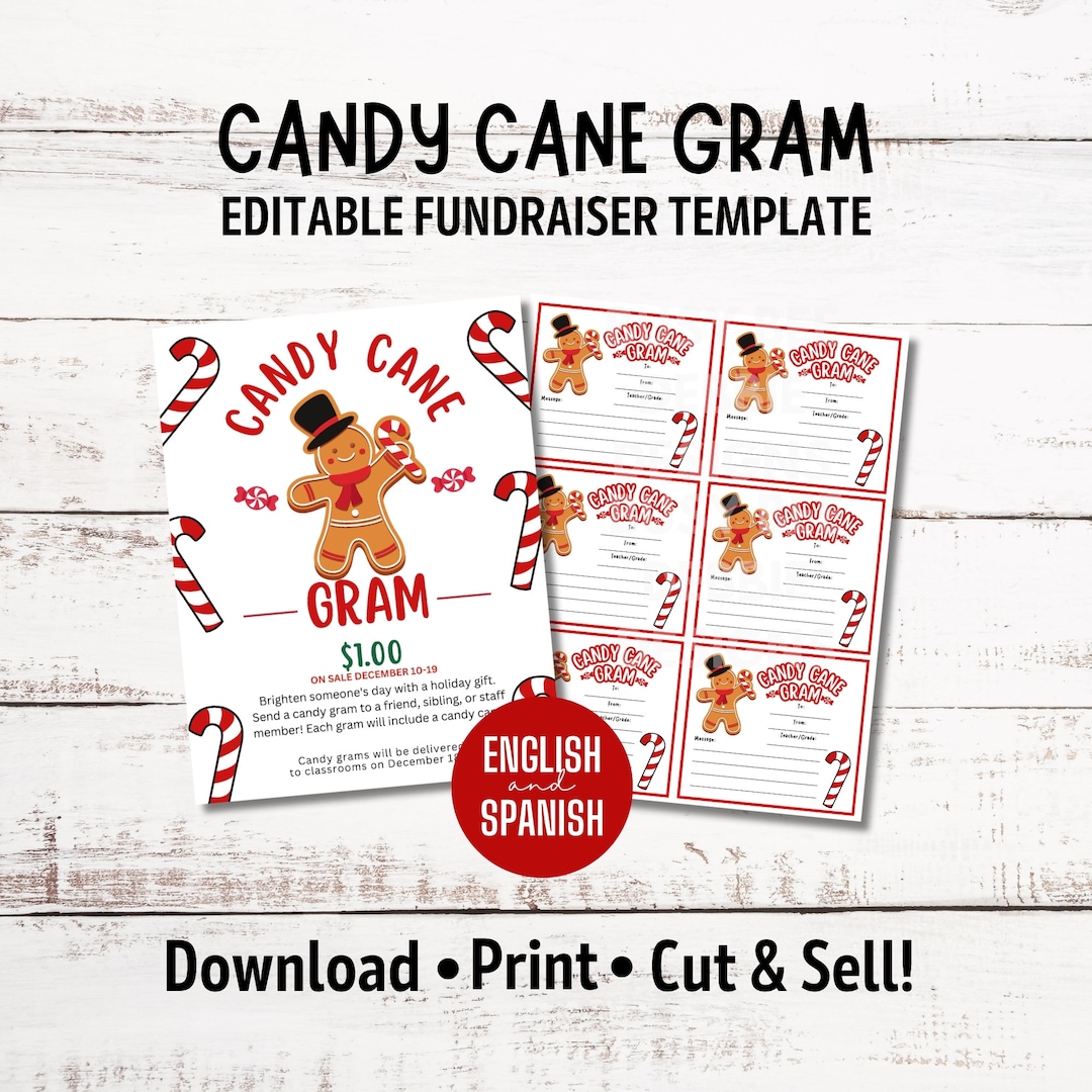 Christmas Candy Cane Gram Template | Editable Candy Cane Gram School ...