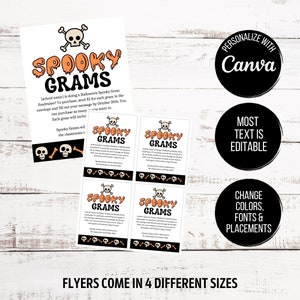 Editable Halloween Candy Gram Flyer Spooky Skeleton Grams for School ...
