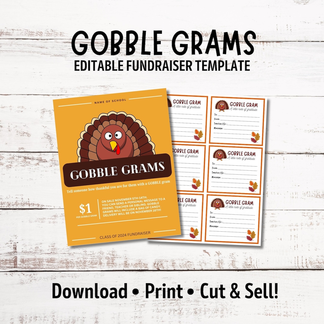 Editable Thanksgiving Gobble Gram Candy Grams for School Fundraiser ...