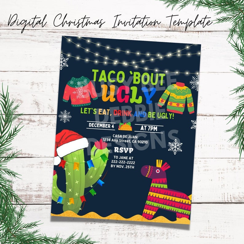 Editable Ugly Sweater Party Invitation Christmas Ugly Sweater - Etsy