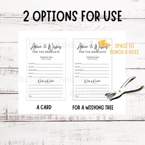 Editable Graduation Advice and Wishes Cards Advice Cards for Graduation ...