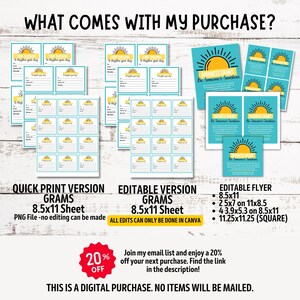 Printable Kindness Gram Fundraiser Flyer Template Sunshine Candy Grams ...