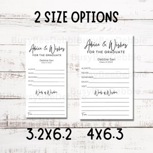 Editable Graduation Advice and Wishes Cards Advice Cards for Graduation ...