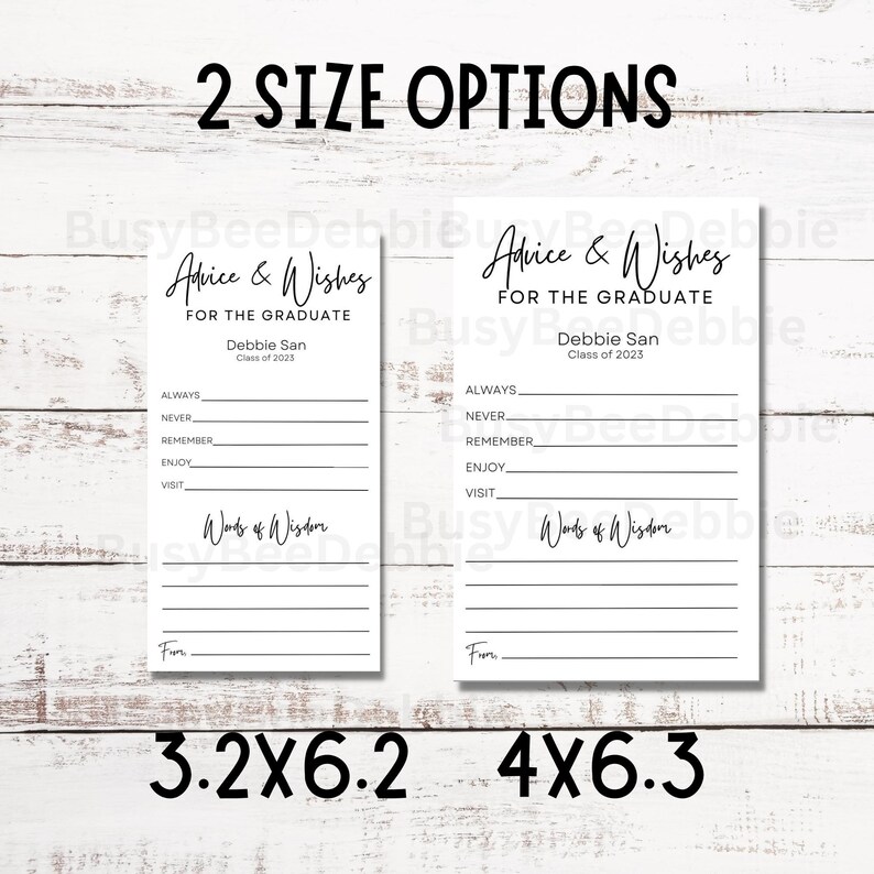Editable Graduation Advice and Wishes Cards Advice Cards for - Etsy