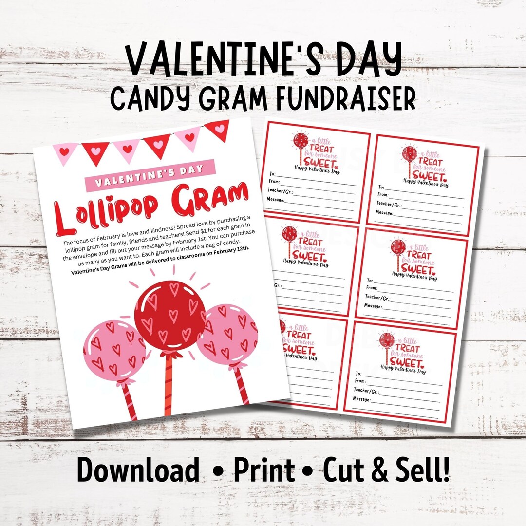 Editable Valentine's Day Lollipop Gram Valentine's Day Candy Gram for ...