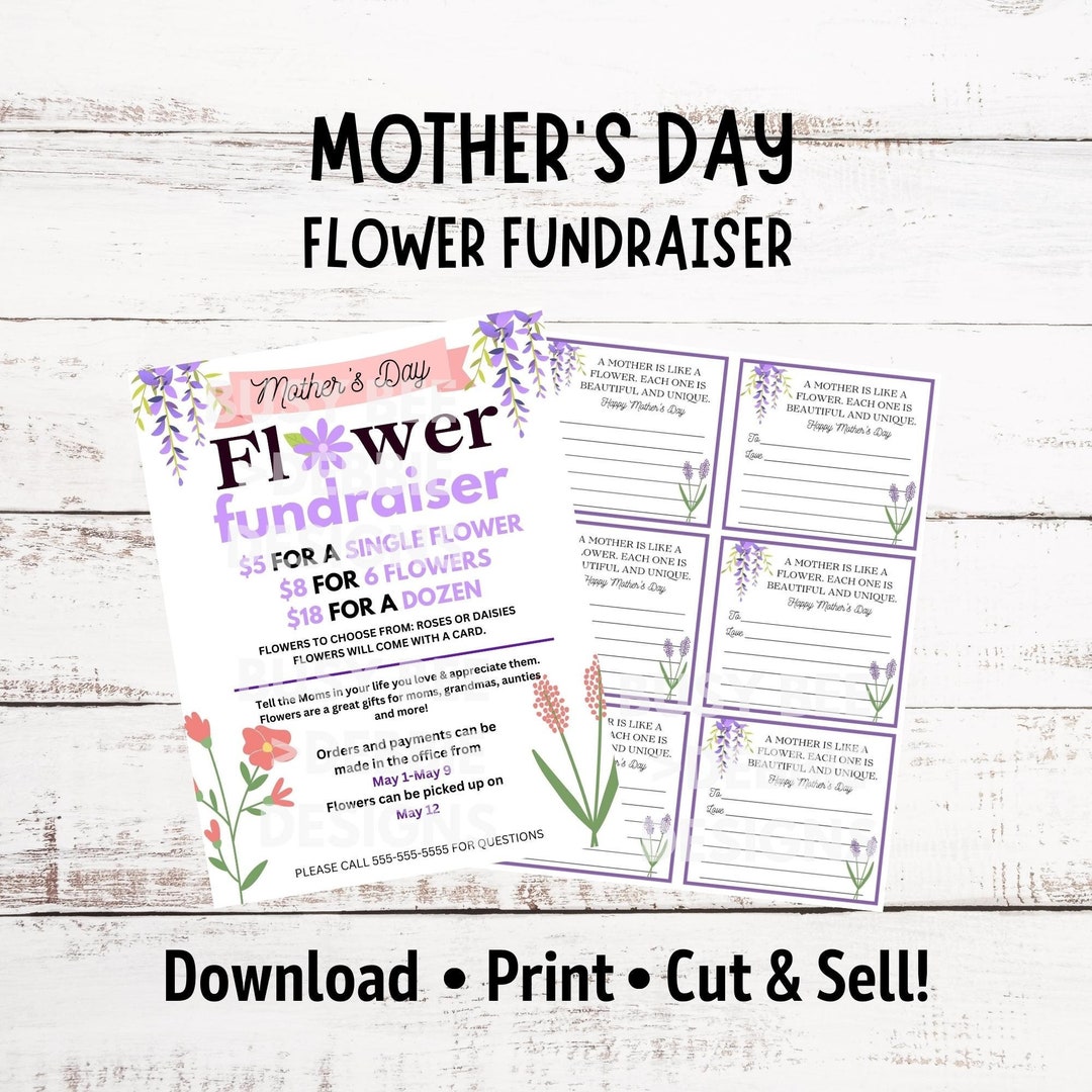 Editable Mother's Day Flower Fundraiser Flyer Printable Invite ...