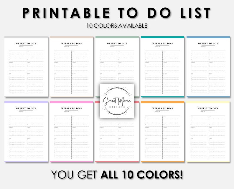 Minimalist Weekly to Do List Printable, Simple Tasks List Template A4 ...