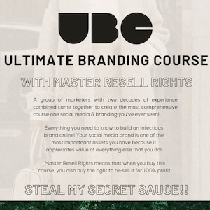 UBC Ultimate Branding Course W/ Master Resell Rights Digital Product ...