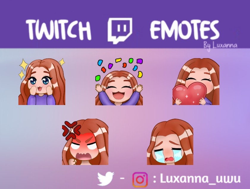 Emotes Pack for Twitch / Discord Chibi Girl With Red Hair - Etsy