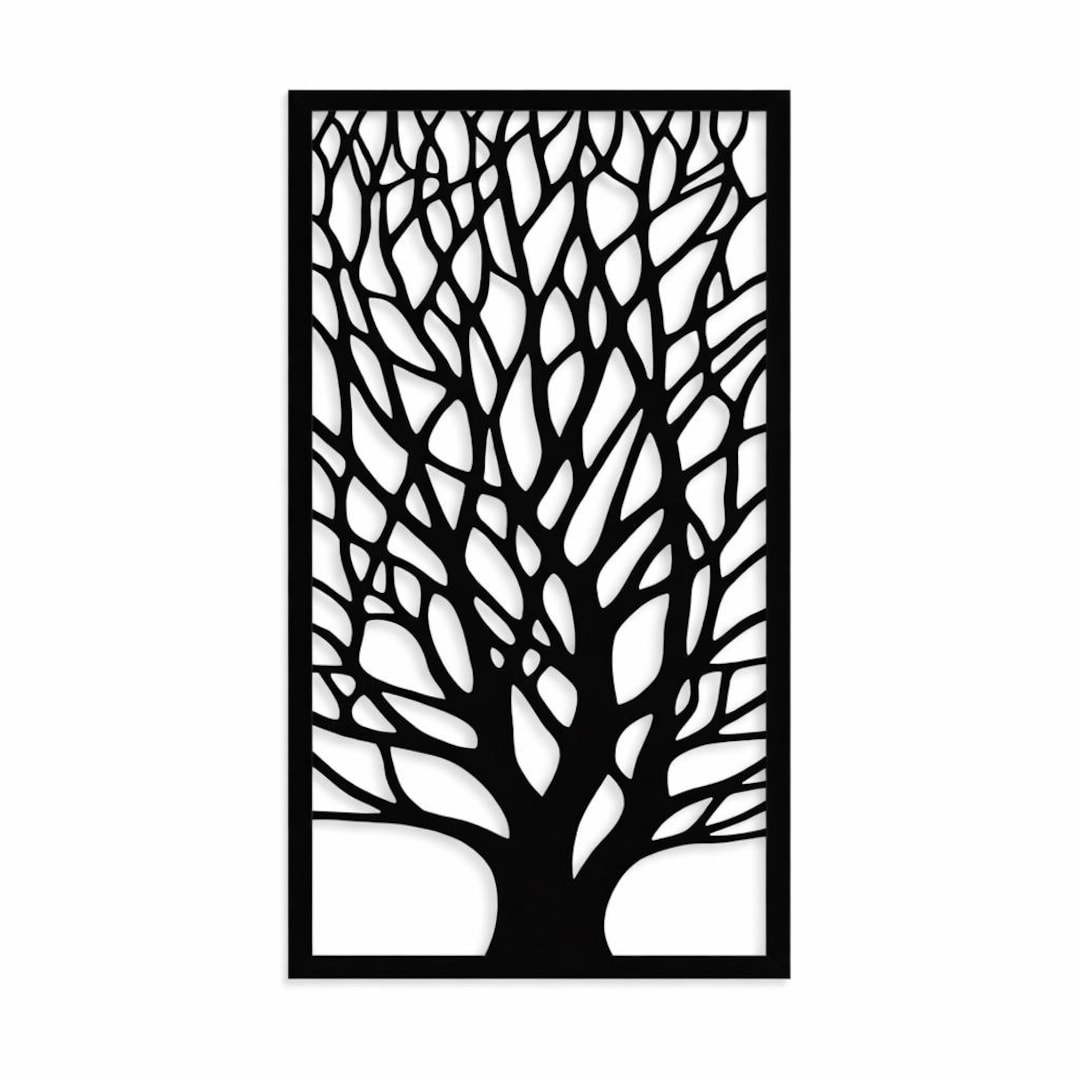 Vertical Black Tree Branches Panel – Minimalist Nature-inspired Wall ...