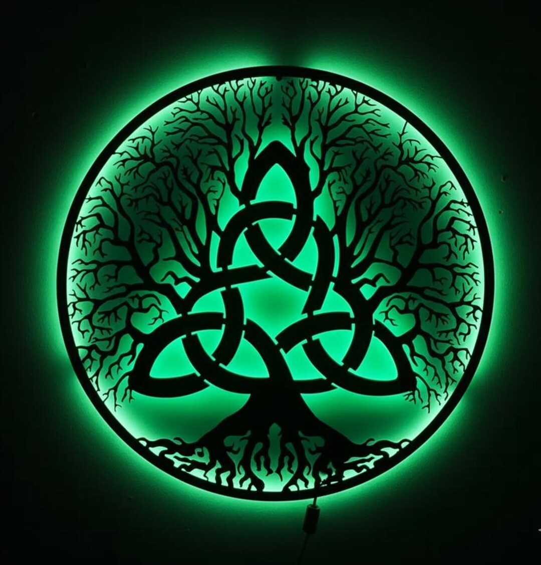 Tree of Life LED Metal Wall Art Celtic Family Roots Illuminated Garden ...