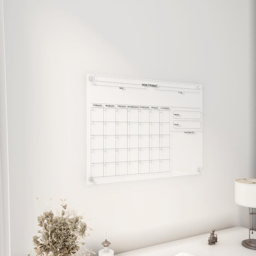 Digital Large Acrylic Calendar for Wall, Shopping List Digital Planner ...