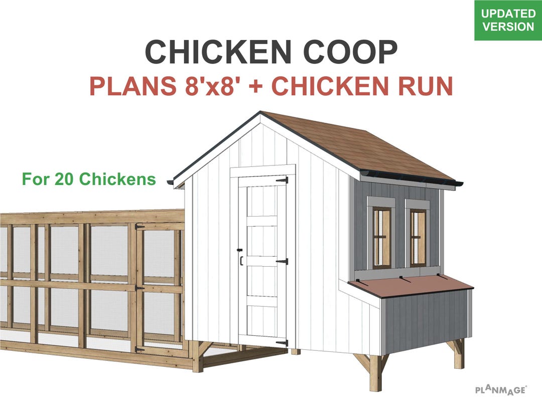DIY Chicken Coop Plans 8x8 Ft With Run (PDF) - Etsy