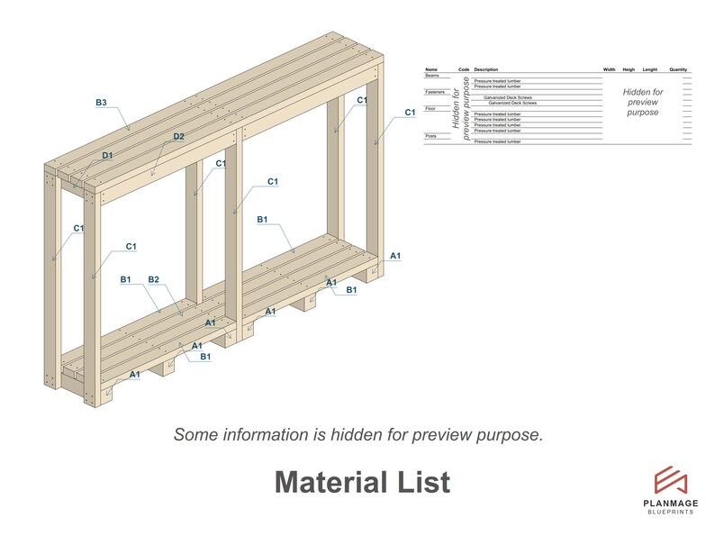 Firewood Rack Plans 1.5x8 Ft DIY Wood Rack - Etsy