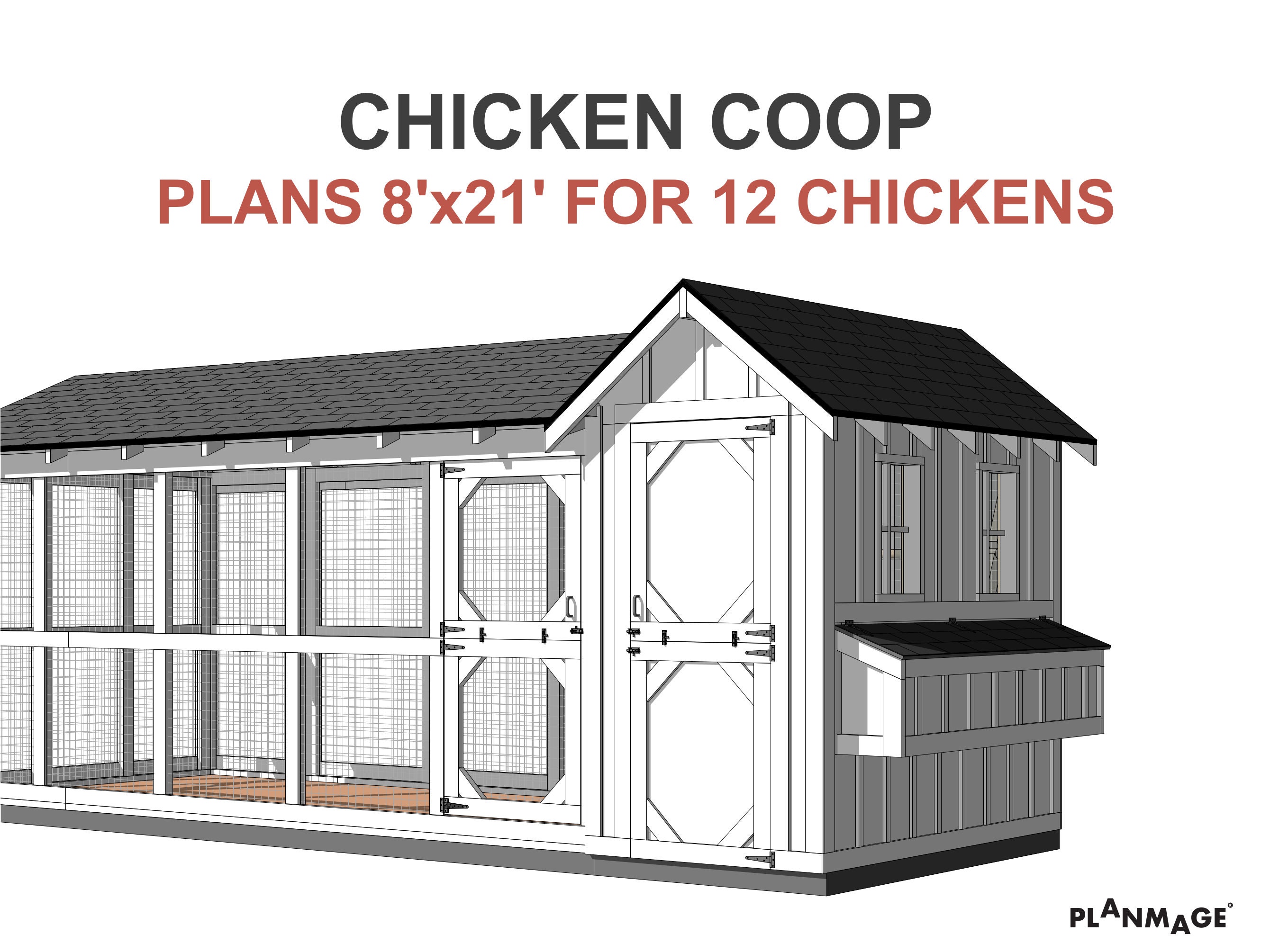 Plans de poulailler moderne 12 poulets 8 x 21 plans de menuiserie à ...