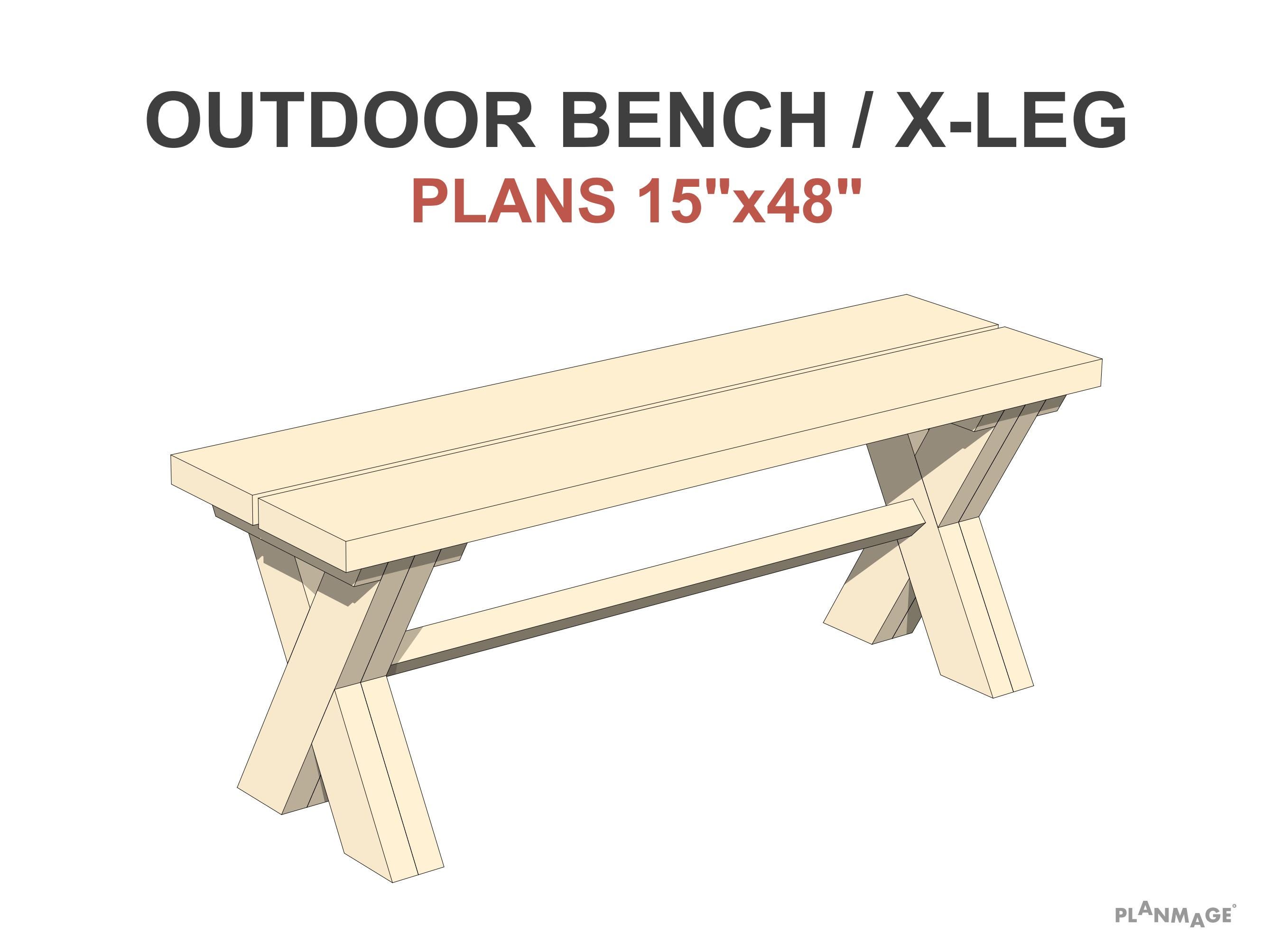 Picnic Table Set Plans 30×48 in X-leg Table + Bench DIY (PDF Download ...