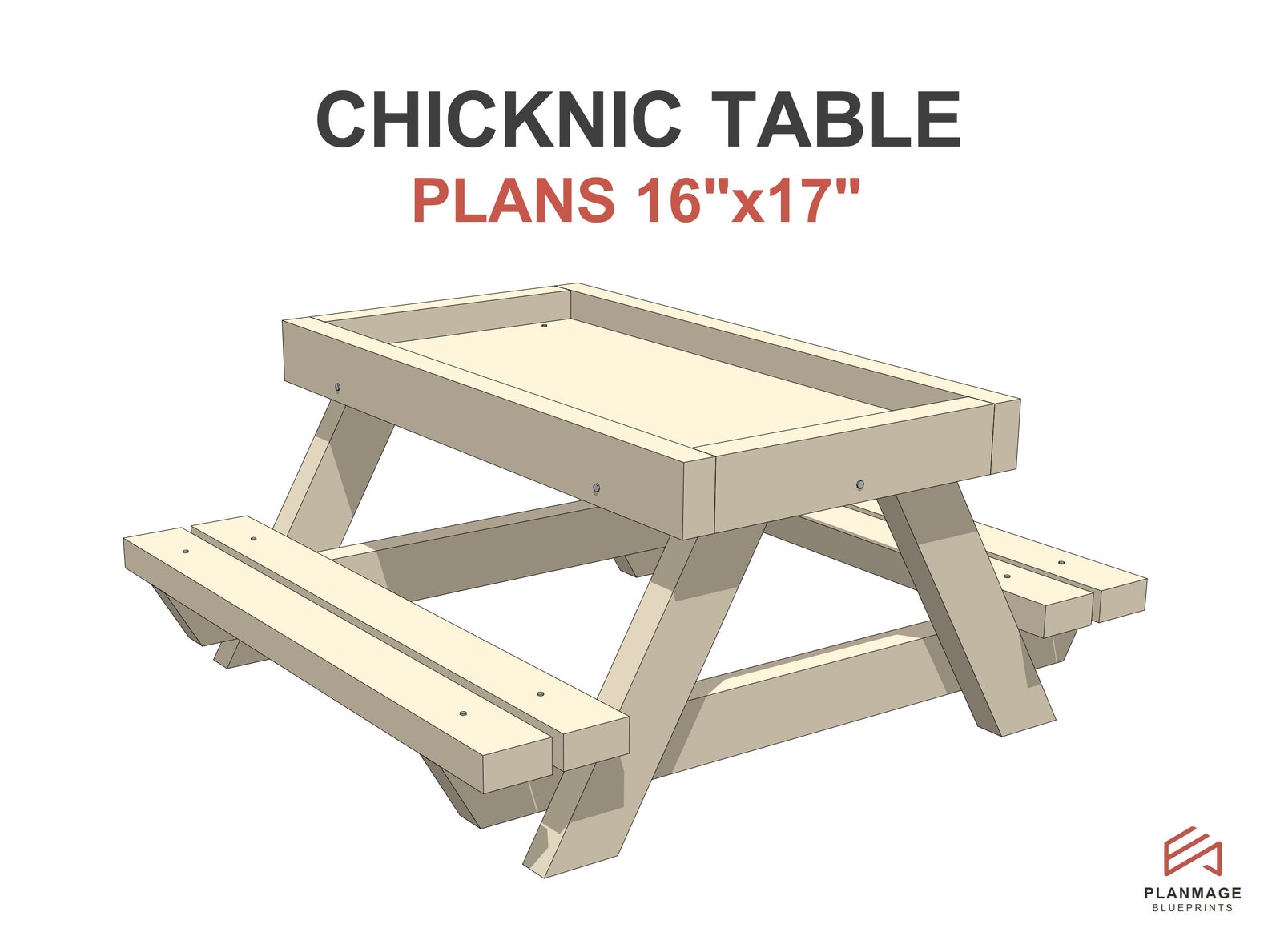 Chicknic Table Plans 16x17 in - DIY Chicken Picnic Table PDF Download ...