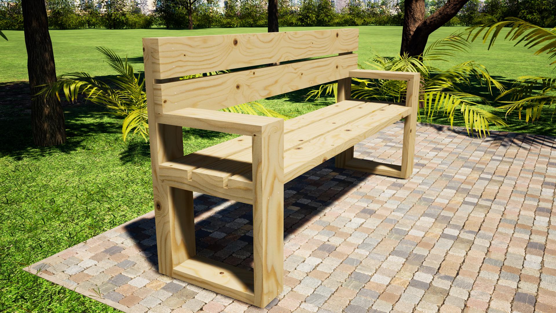 Outdoor Bench Plans 72x19 in - DIY Garden Bench With Backrest and ...