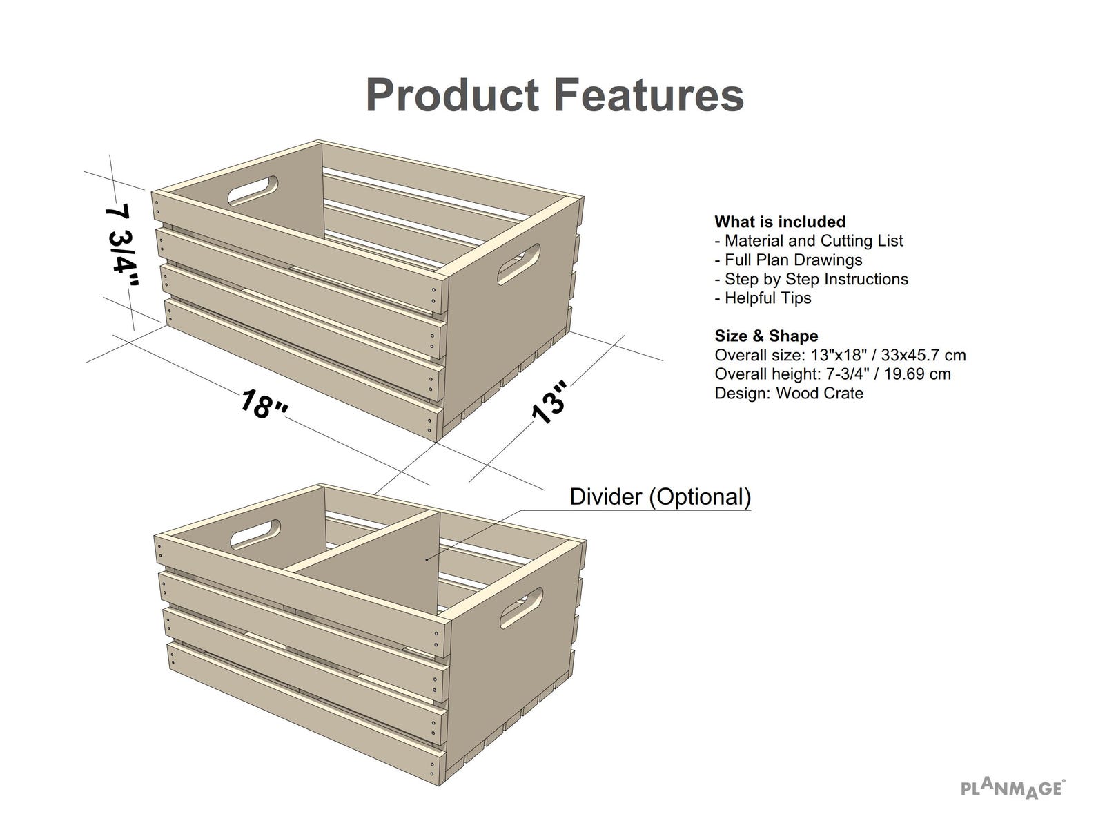 Wood Crate Plans: DIY Storage Box, 13x18-in (PDF Download) - Etsy