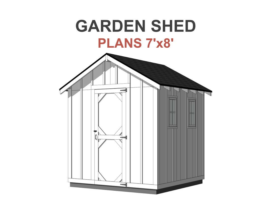 Garden Shed Plans 7x8 DIY Download PDF Plans - Etsy