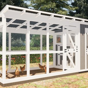Walk-in Chicken Coop Plans 6x19 for 12 Chickens - Pen Plans PDF Digital ...
