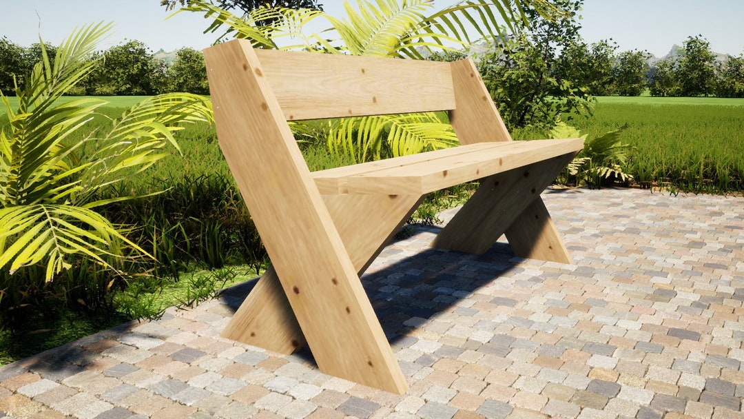 Leopold Bench Plans 51x24 in - DIY Outdoor Bench With Backrest - Etsy