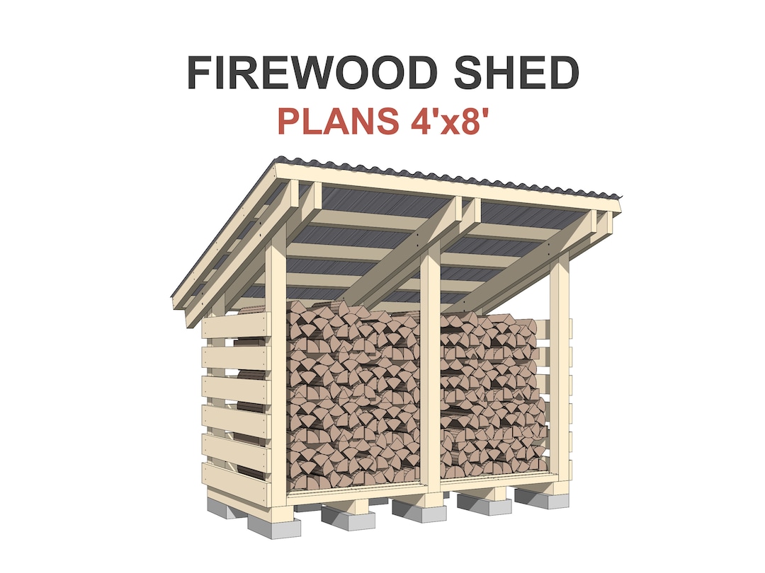 Firewood Shed Plans 4x8 Ft DIY 1 Cord Woodshed - Etsy