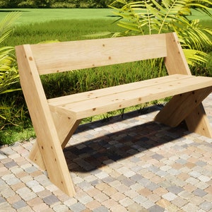 Leopold Bench Plans 51x24 in - DIY Outdoor Bench With Backrest - Etsy