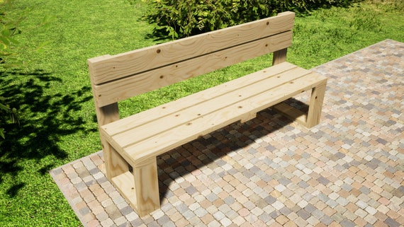 Outdoor Bench Plans 72x19 in DIY Garden Bench With Backrest Etsy
