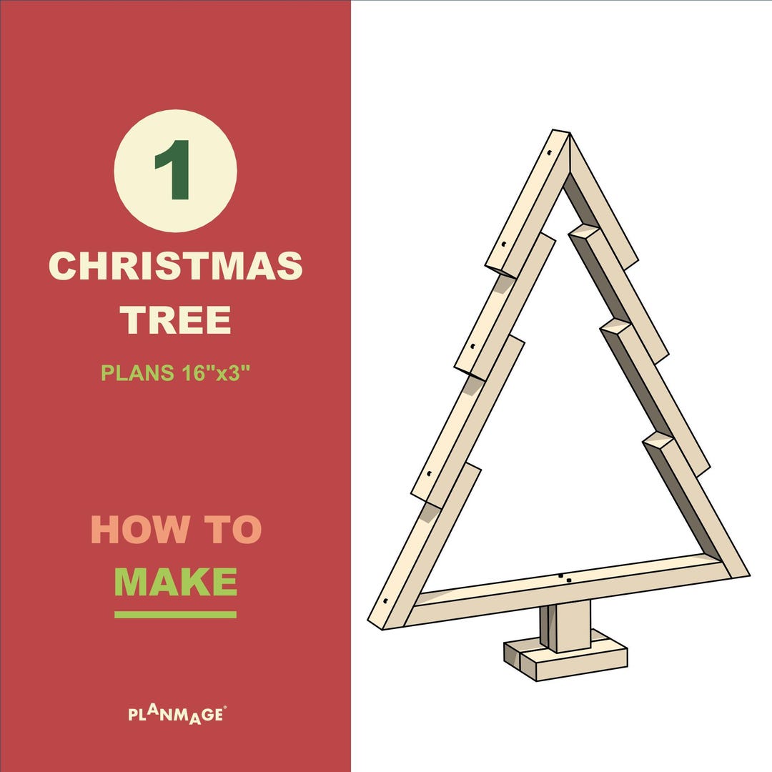 Wooden Christmas Tree Plans 16x3 in - DIY PDF Download - Etsy