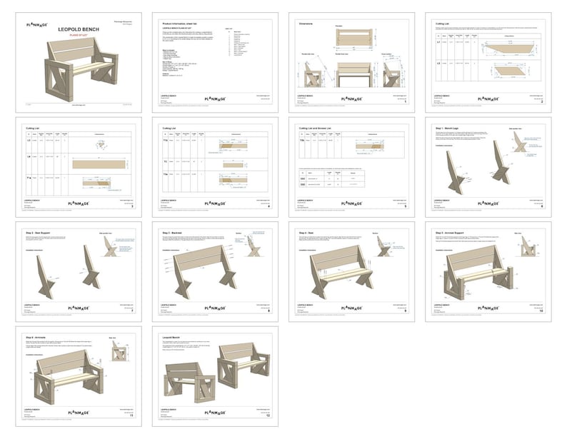 Leopold Bench Plans 55x25 in - DIY Garden Bench With Backrest and ...
