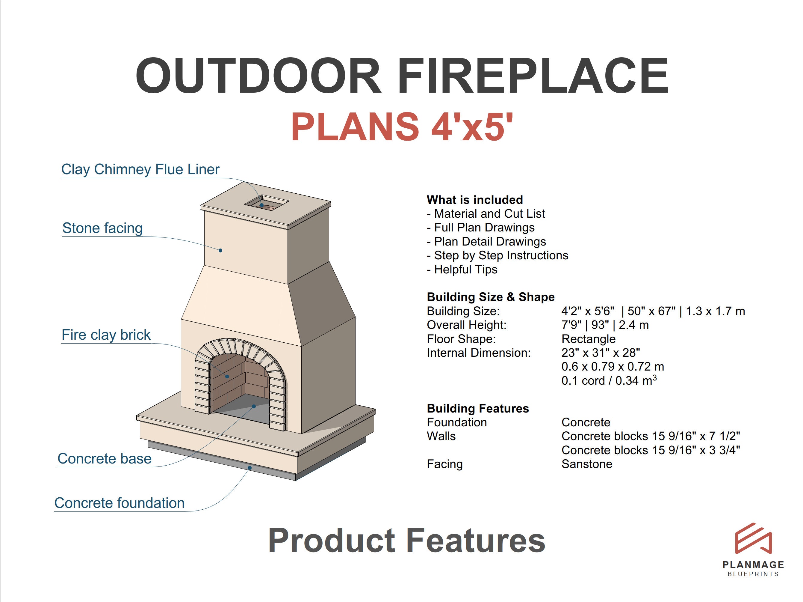 Outdoor Fireplace Plans Bundle 1 - DIY 3 PDF Blueprint - Etsy