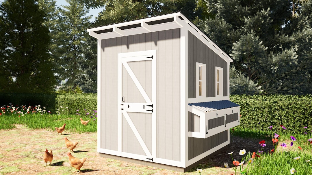 8x8 Walk-in Chicken Coop Plans for 20-24 Chickens - PDF How-to Build ...