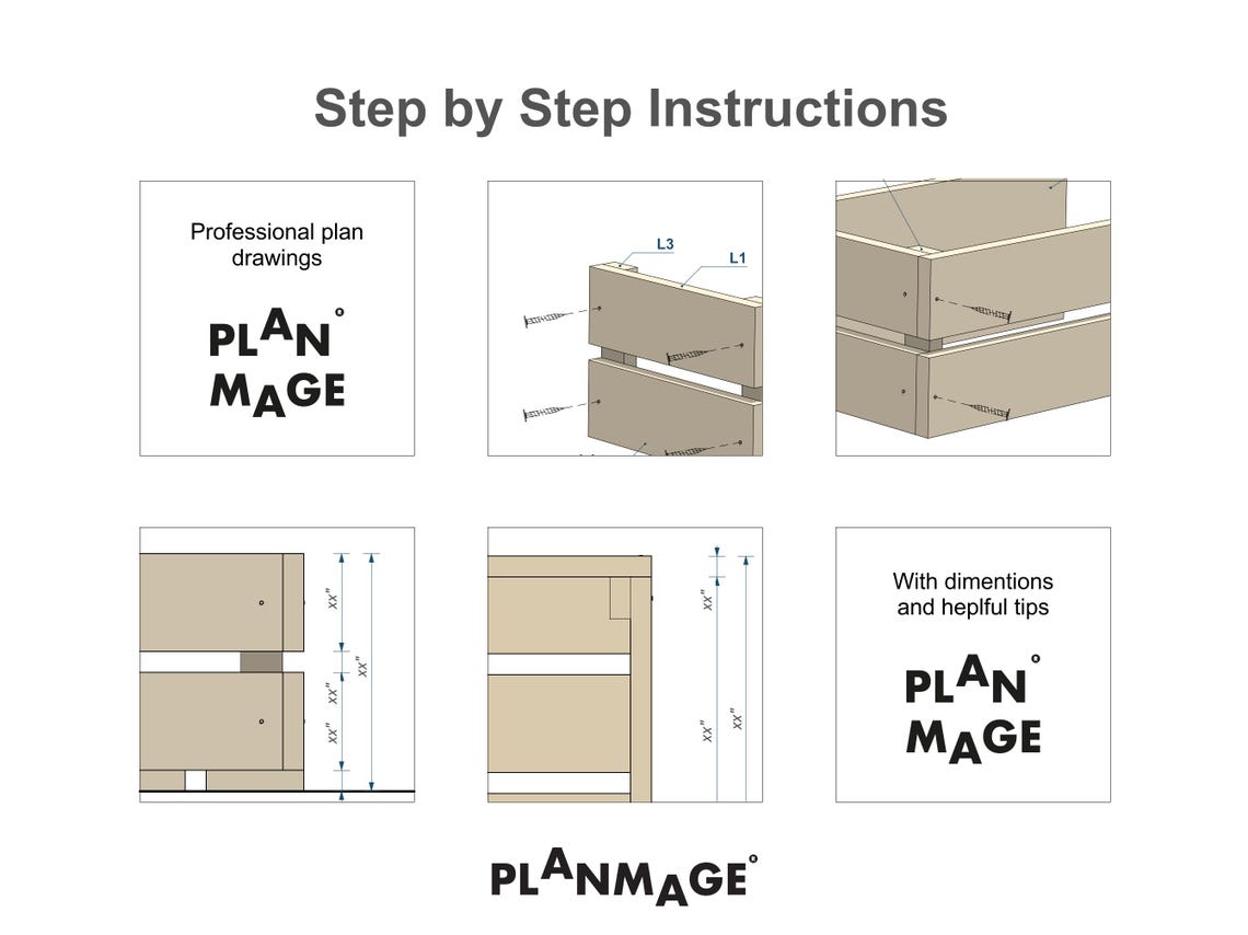 Wooden Storage Box Plans 20x12 in - DIY PDF Download - Etsy