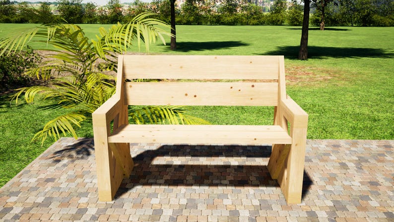 Leopold Bench Plans 55x25 in - DIY Garden Bench With Backrest and ...