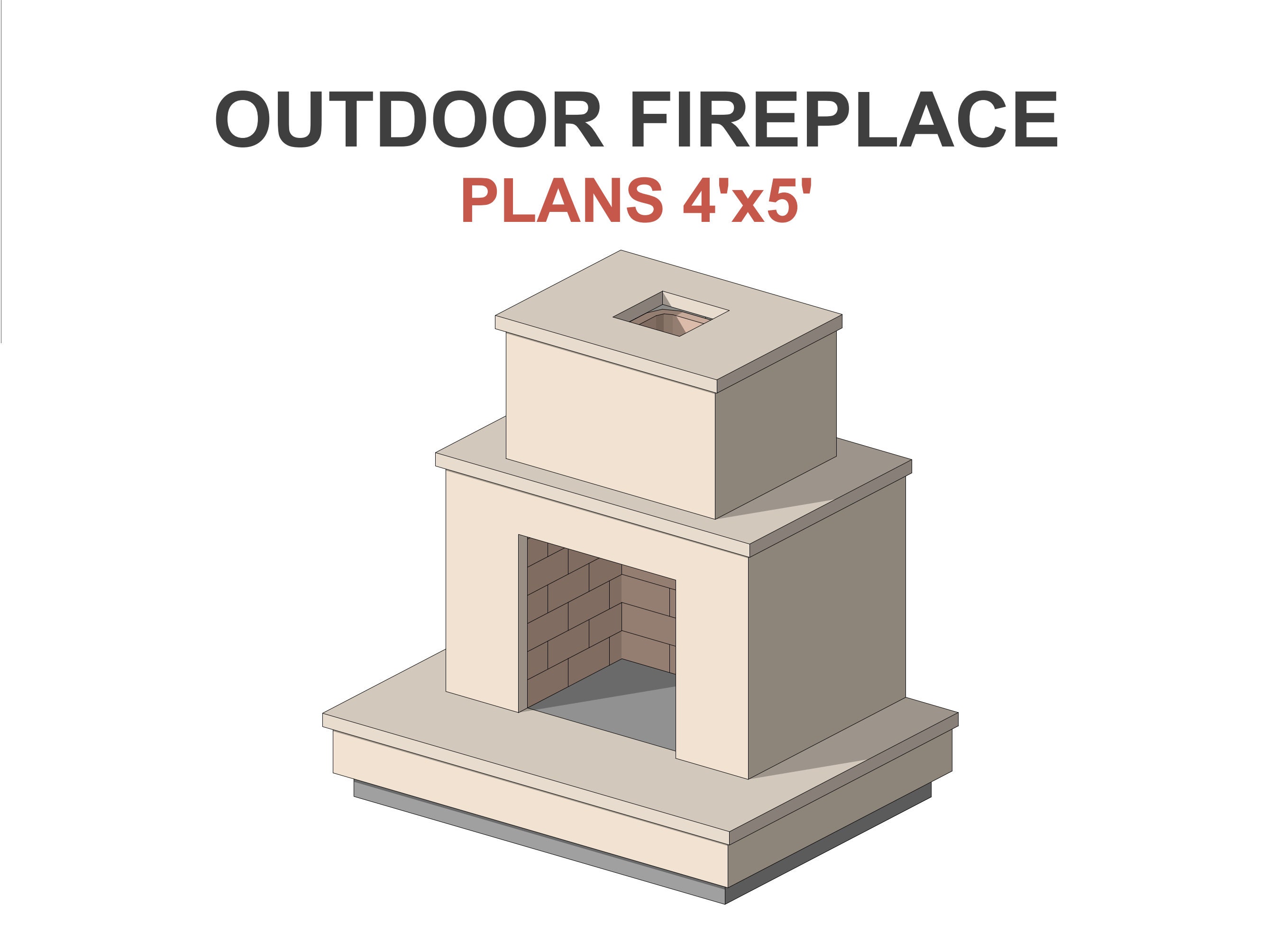 Outdoor Fireplace Plans 4x5 Ft - PDF DIY Blueprint - Etsy
