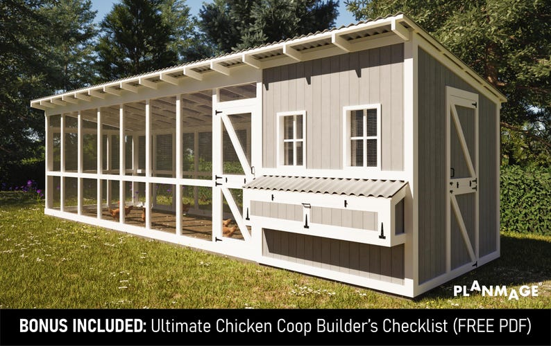 Walk-in Chicken Coop Plans: Large Shed-roof Coop for 20–24 Chickens ...