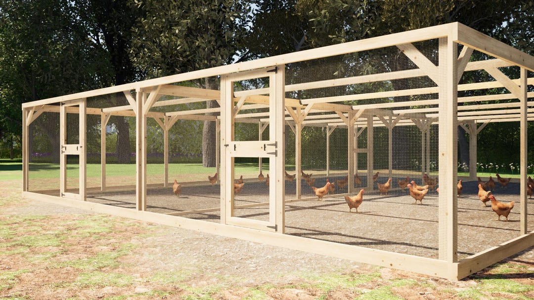 Large Chicken Run Plans 30x40: DIY Woodworking Blueprint (PDF Download ...