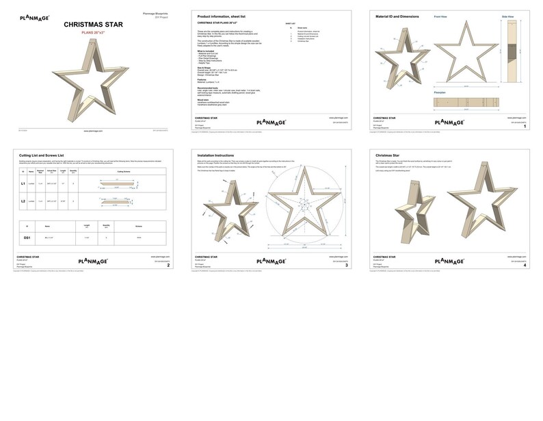 Wooden Christmas Star Plans 26x3 in - DIY PDF Download - Etsy