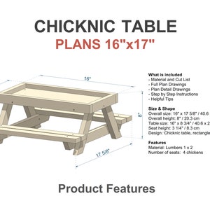 Chicknic Table Plans 16x17 in - DIY Chicken Picnic Table PDF Download ...