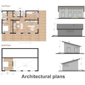 Small House Plans 2 Bedroom 40x25 Ft - Cabin Loft Digital PDF Plans for ...