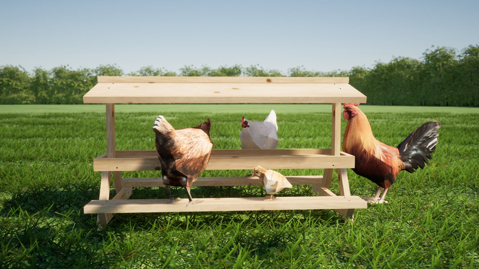 Roofed Chicknic Table 32x17 in Plans - DIY Chicken Picnic Table PDF ...