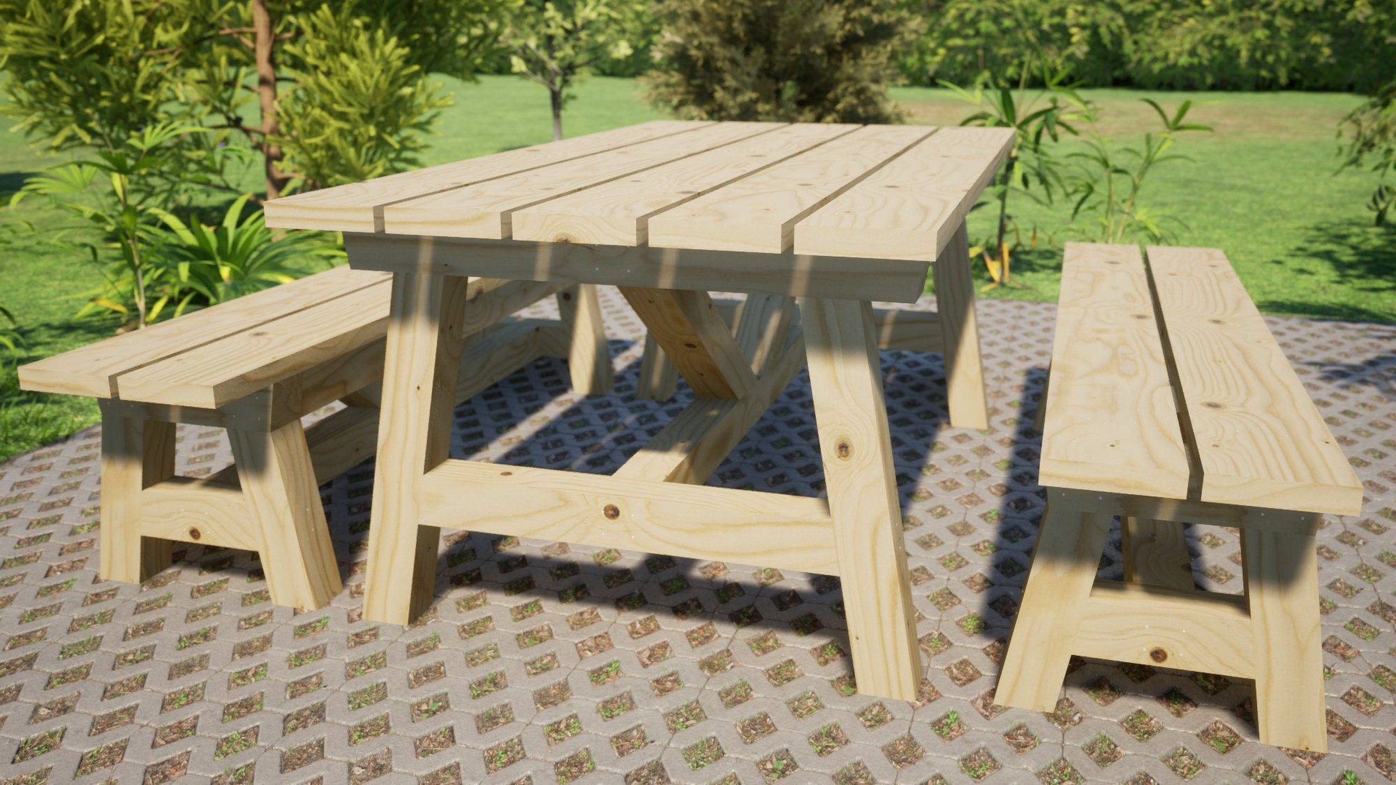 Farm Picnic Table Plans 72x39 in DIY Outdoor Table Set Plans - Etsy