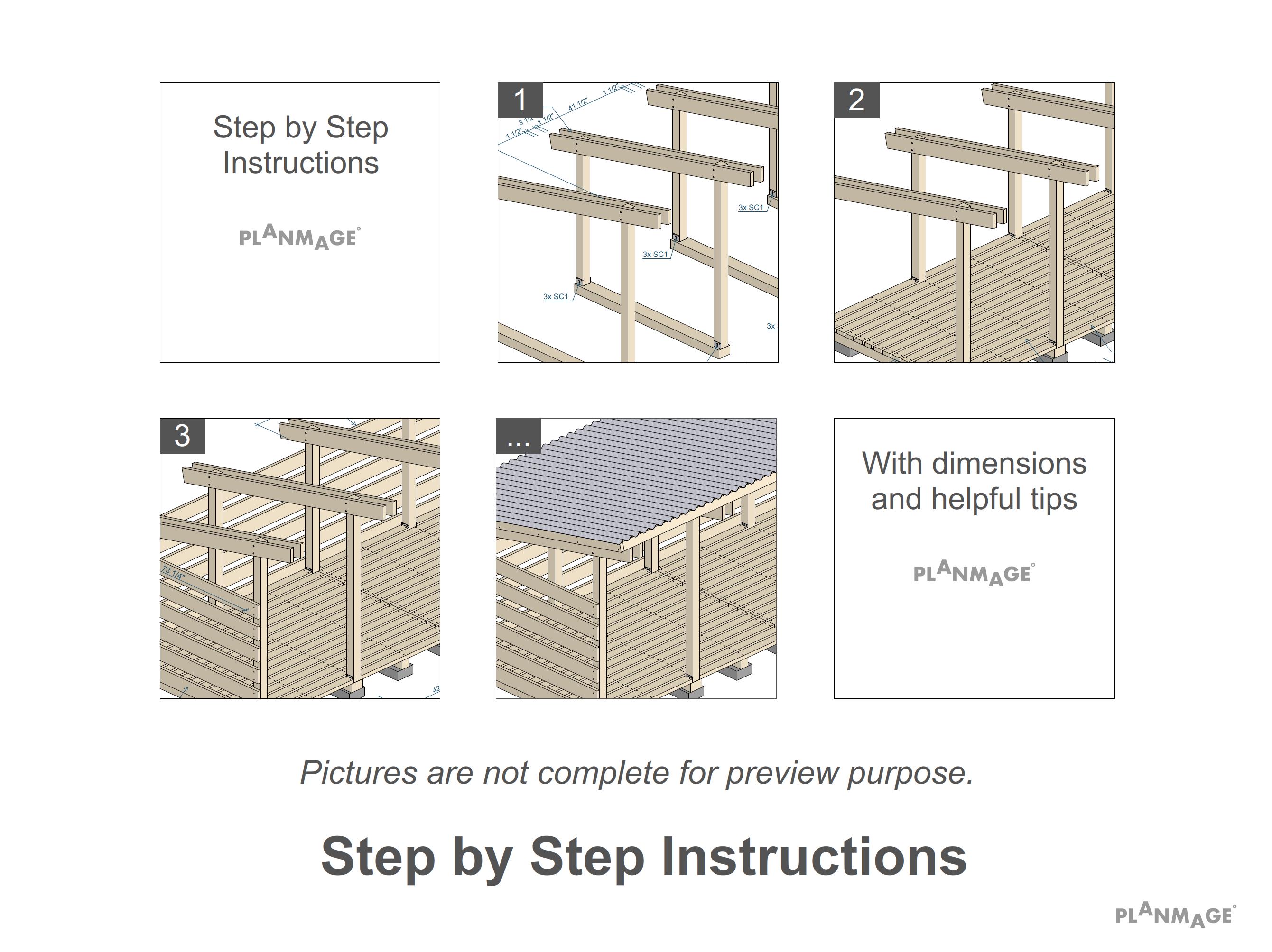 Firewood Shed Plans 6x16 Ft - DIY 3 Cord Woodshed - Etsy