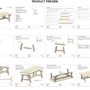 Farm Picnic Table Plans 244x99 Cm - Metric DIY Outdoor Table Set Plans ...
