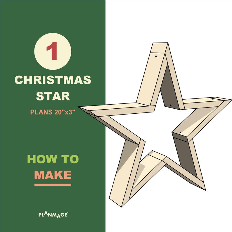 Wooden Christmas Star Plans 20x3 in - DIY PDF Download - Etsy