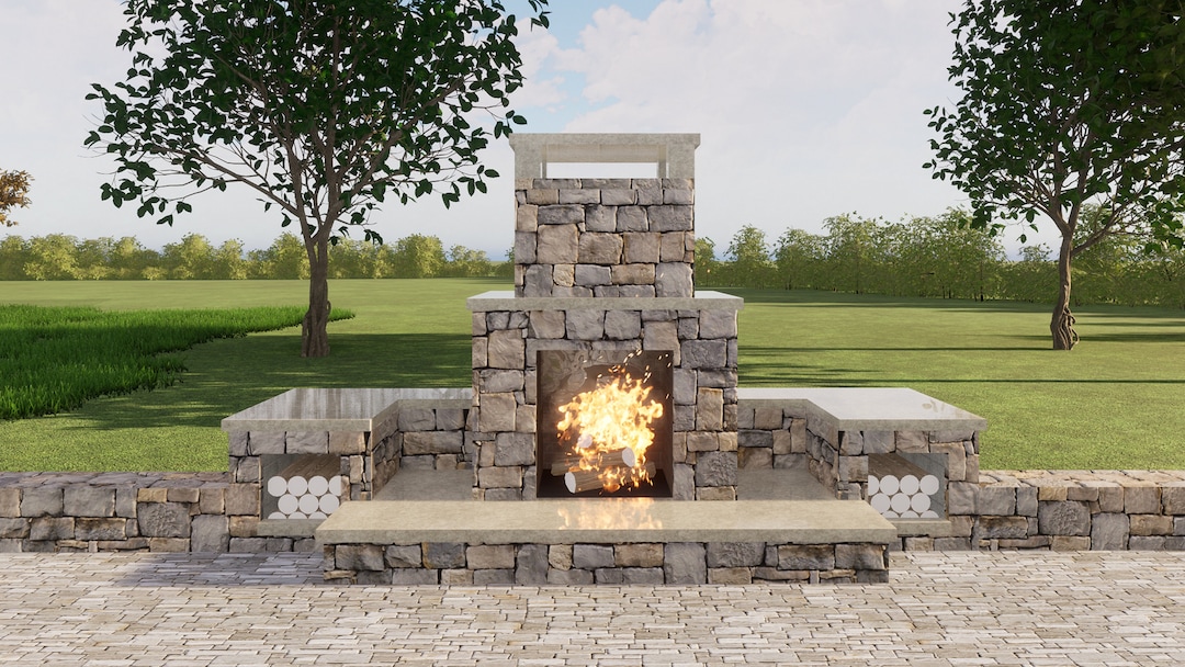 Outdoor Fireplace Plans 4x11 Ft - PDF DIY Blueprint - Etsy