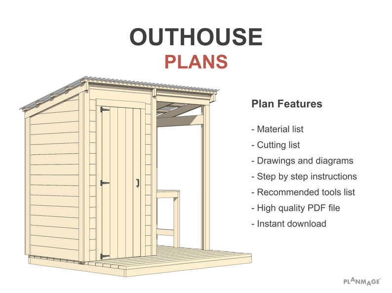 Outhouse Plans With Roofed Basin Table – Camping & Off-grid Toilet Shed ...