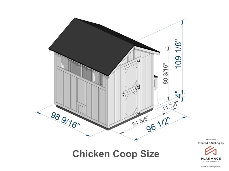 Chicken Coop Plans 8x8 for 24 Chickens DIY Download PDF Plans - Etsy